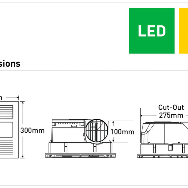 Buy Mercator Mercury Lite 3-in-1 Bathroom Heater with Exhaust Fan and ...